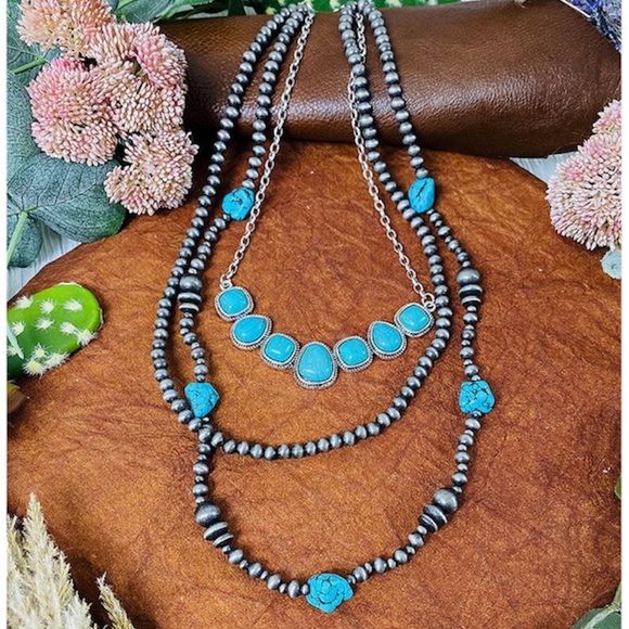 Jewelry | Ashlyn Rose Blue Summer Skies Three Strand Silver Necklace ...